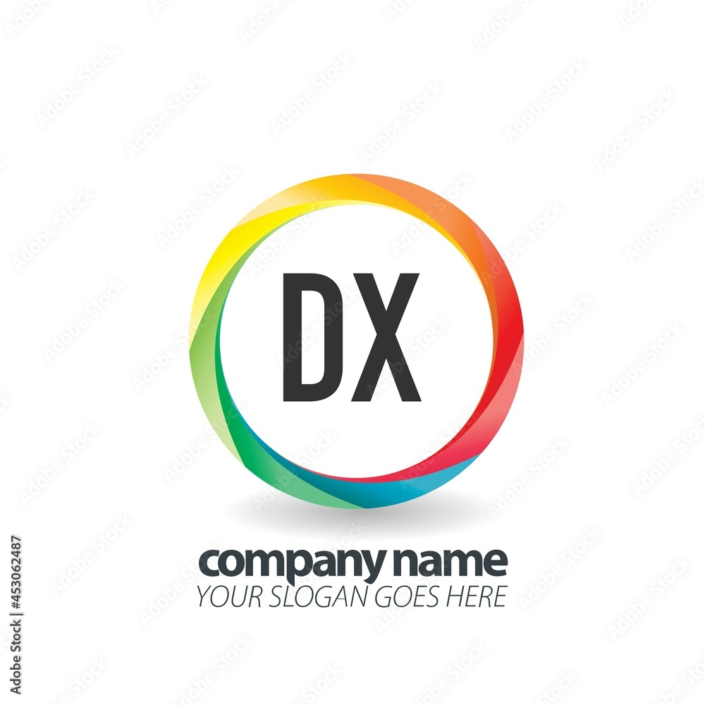Initial Letter dx colorful logo in the circle design template. Circle ...