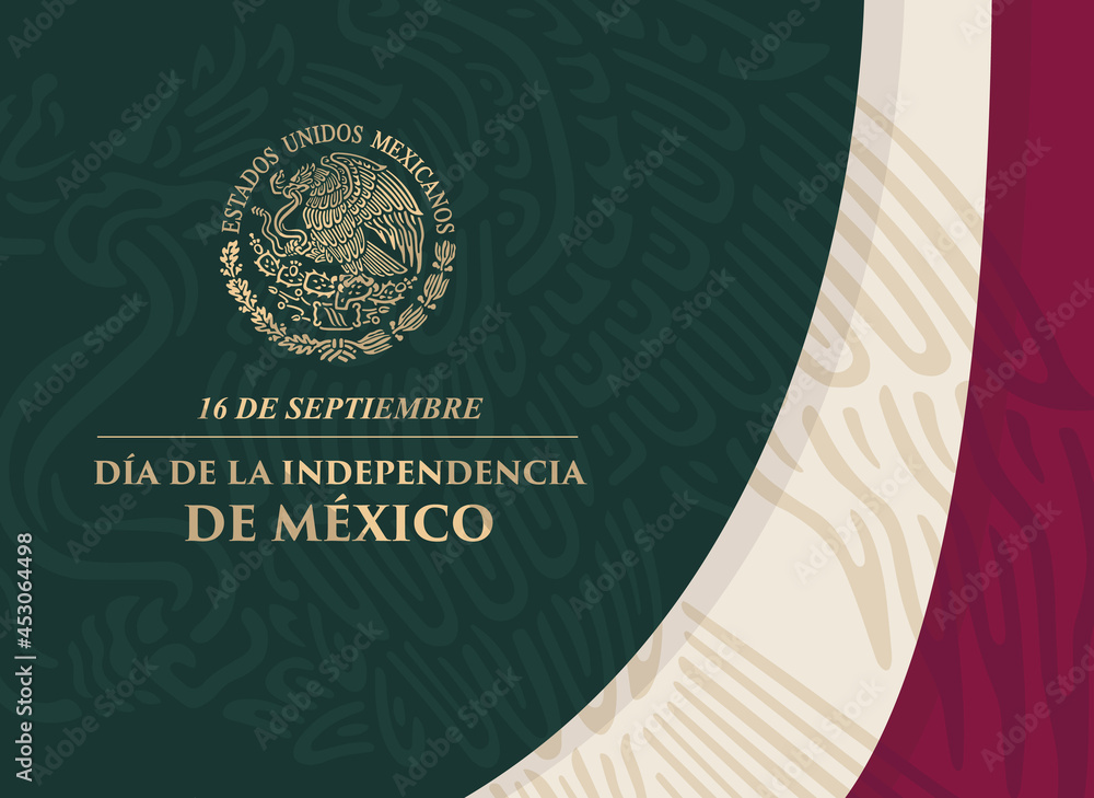 VECTORIAL BANNER for Mexico Independence Day with shiny golden coat of ...