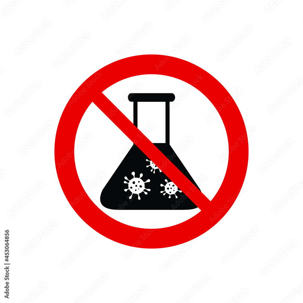 No germ icon prohibited sign. No viruses icon. No bacteria sign ...