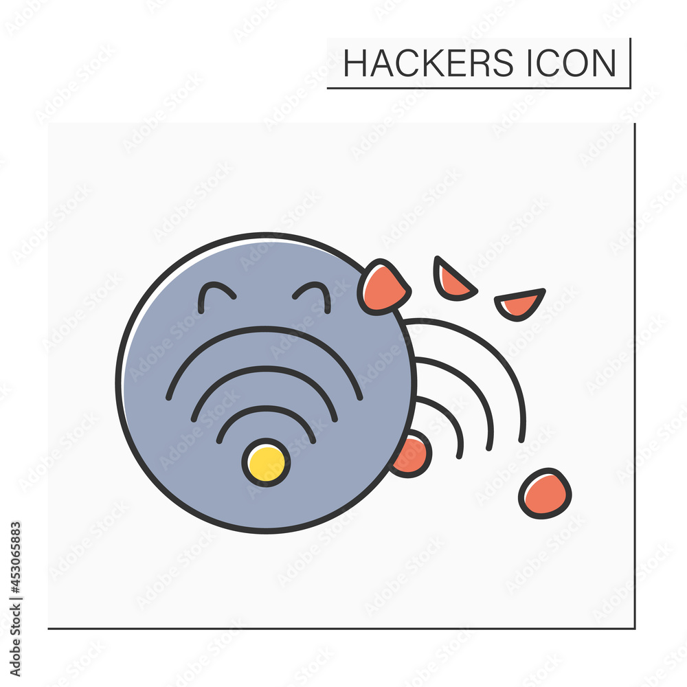 Fake WAP color icon. Fake public wifi hotspot. Man in the middle hacker ...