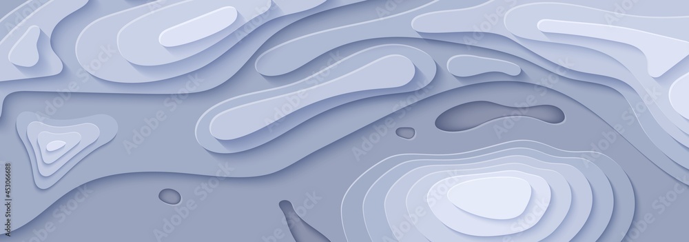 Topographic map in paper cut style. 3d abstract background with cut out ...
