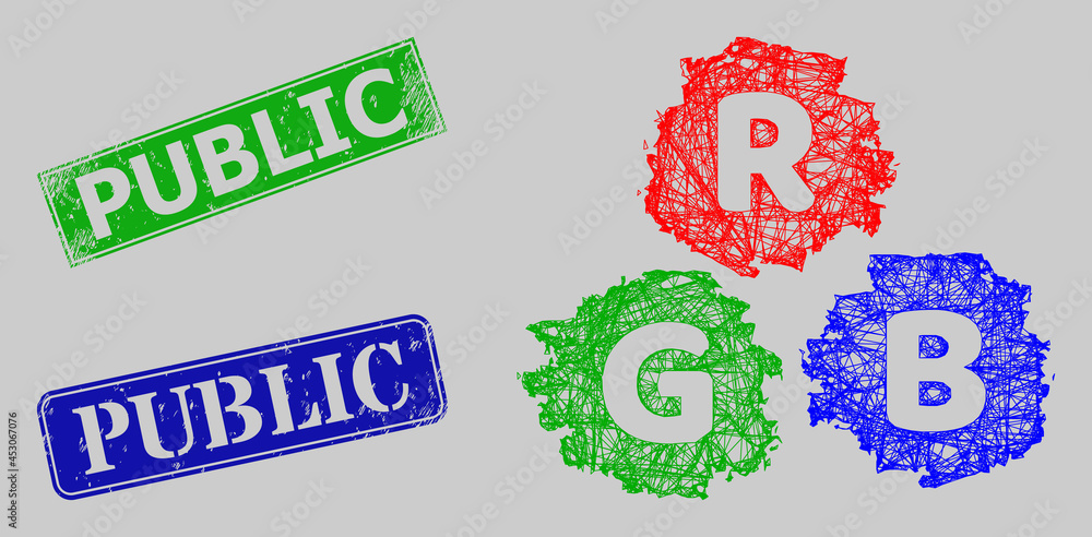 Carcass net RGB colors model, and Public blue and green rectangle ...