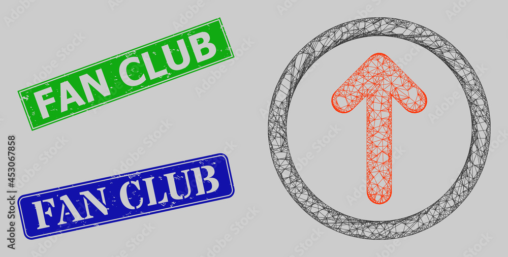 Carcass hatched mesh rounded up arrow model, and Fan Club blue and ...