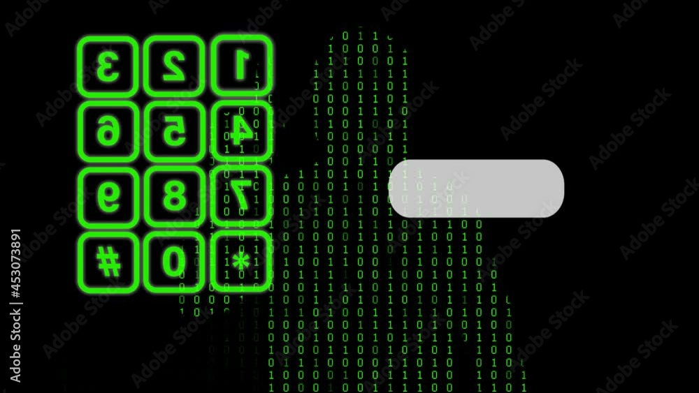 An animation of hacker in binary code stencil alpha blending mode ...