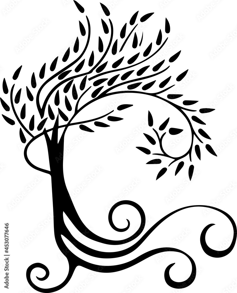 Simple Black Tree Tattoo