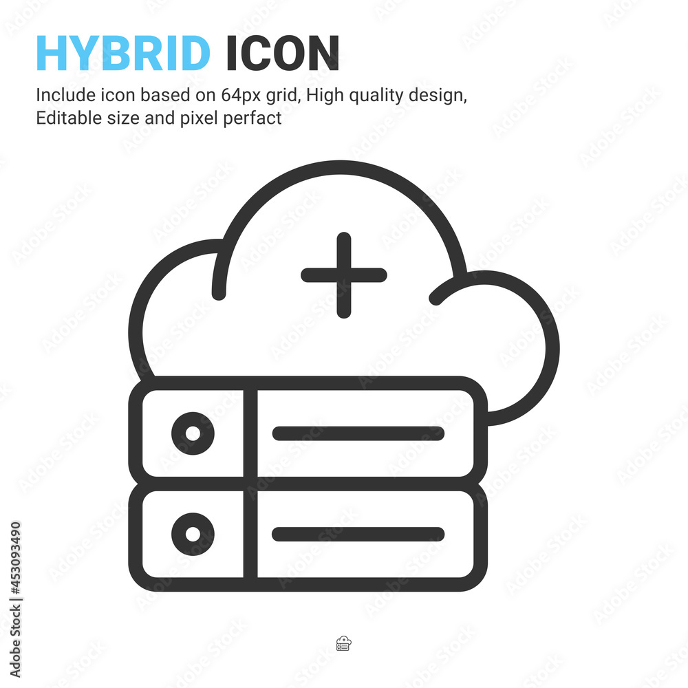 Hybrid icon vector with outline style isolated on white background ...