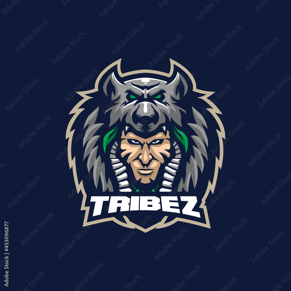 Tribe mascot logo design vector with modern illustration concept style ...