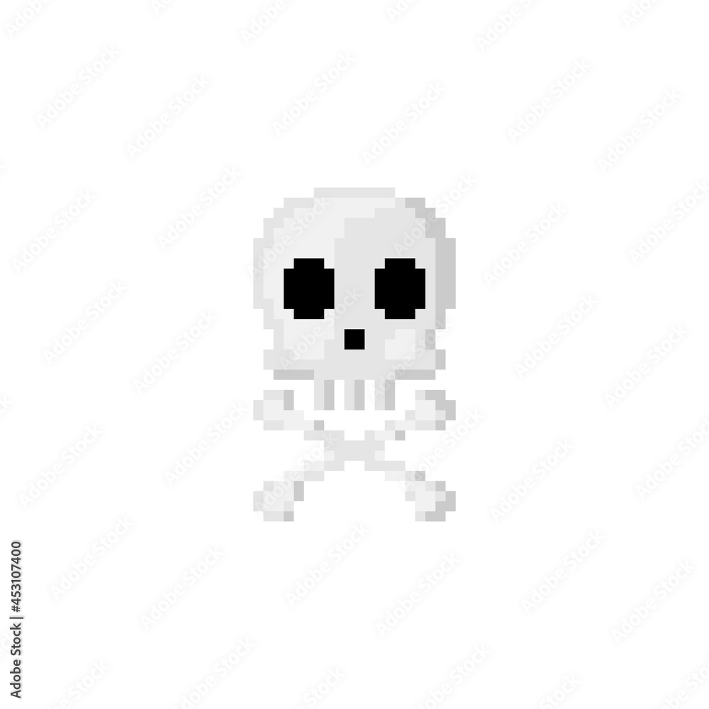 Cute Pixel Art Skull And Bones 8 Bit Style Retro Game Pattern For cute-pixel-art-skull-and-bones-8-bit-style-retro-game-pattern-for
