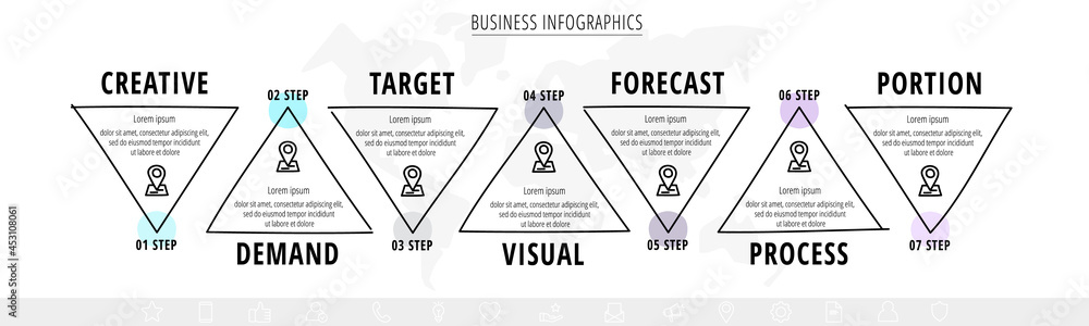 Line vector minimal infographic doodle. Hand drawn timeline business ...