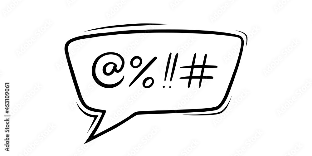 Swearing Speech Bubble Censored With Symbols Hand Drawn Swear Words In