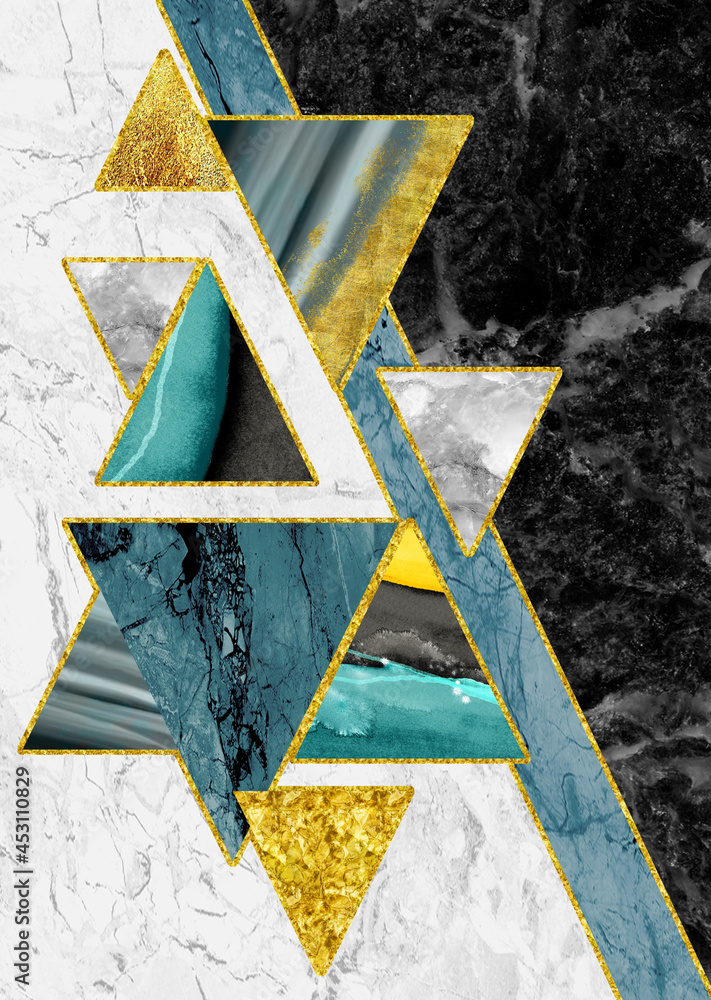 abstract art, functional art, like watercolor geode painting . golden ...