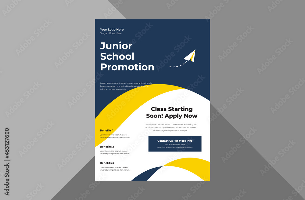school admission flyer design template. junior school promotion poster ...