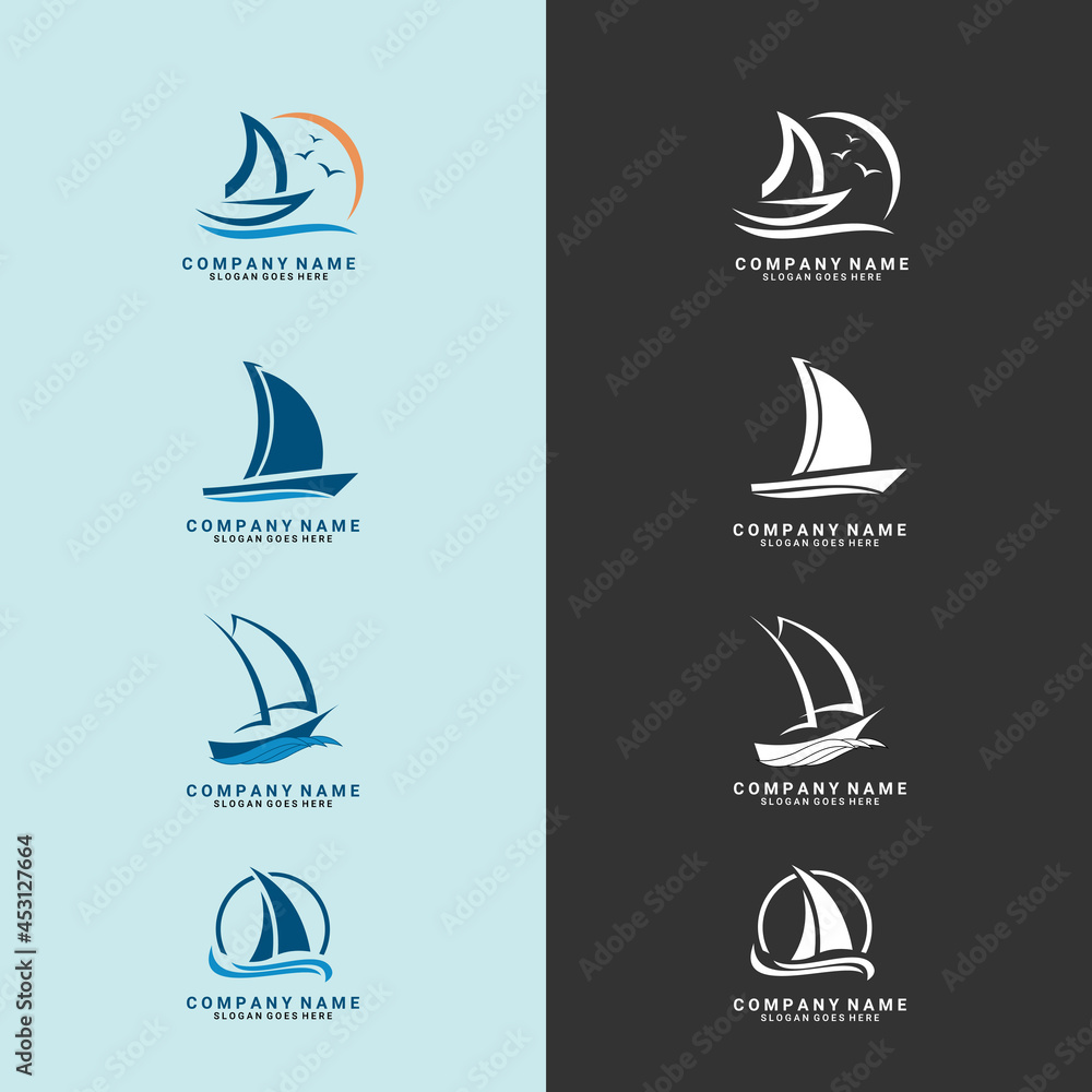 Nautical Logos Templates Set. Ship Logo, Cargo ship logos for ...
