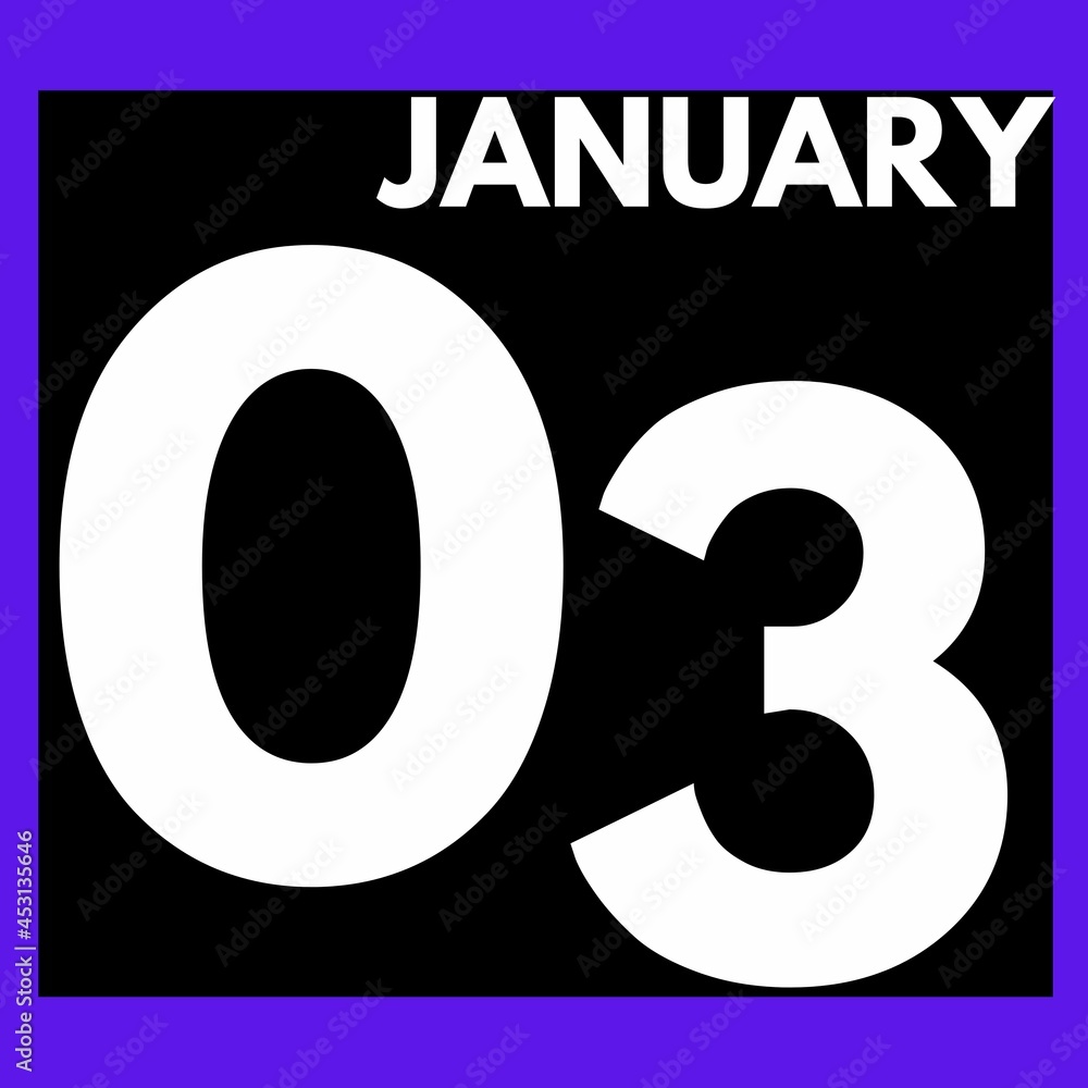 January 3 . Modern daily calendar icon .date ,day, month .calendar for ...