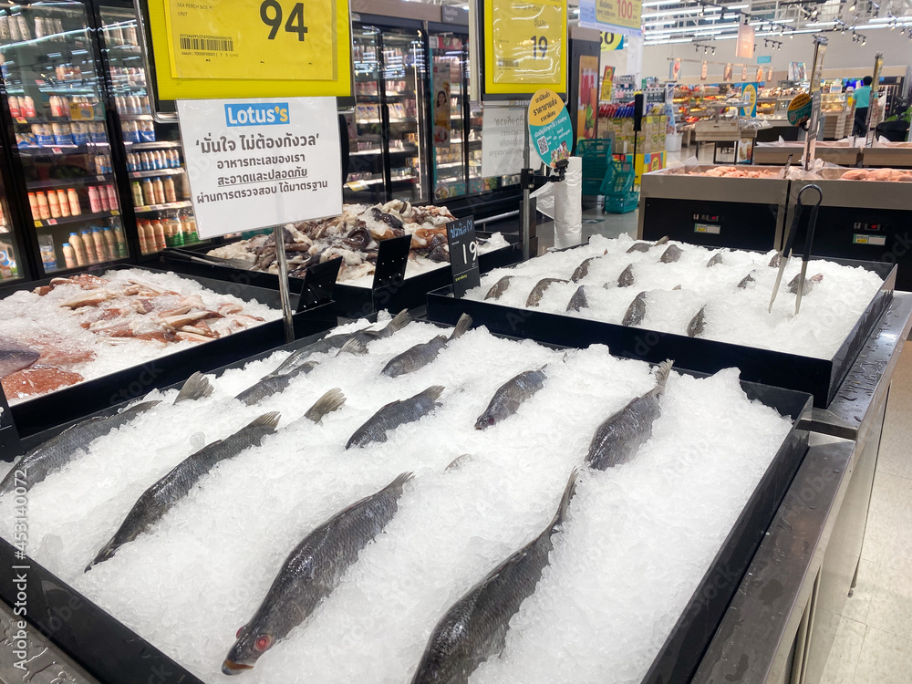 Tesco Lotus,THAILAND- August 25, 2021 : Variety of fresh meat, Fresh ...