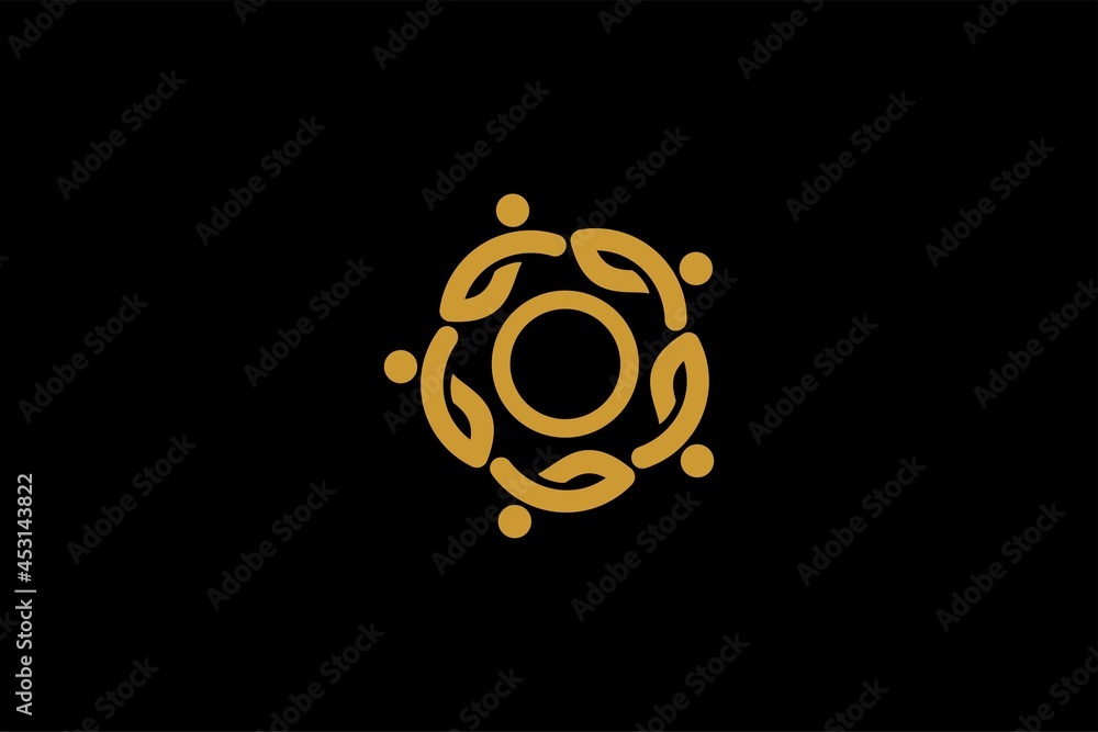 Teamwork logo design vector. People rounded illustration symbols ...