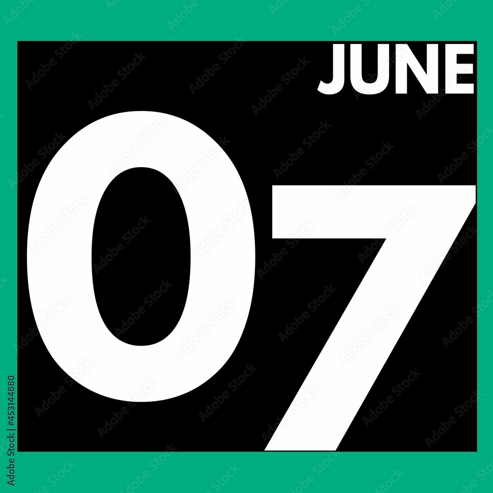 June 7 . Modern daily calendar icon .date ,day, month .calendar for the ...