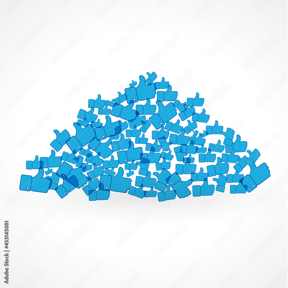 Heap of likes. Thank you internet followers greeting card. Isolated ...