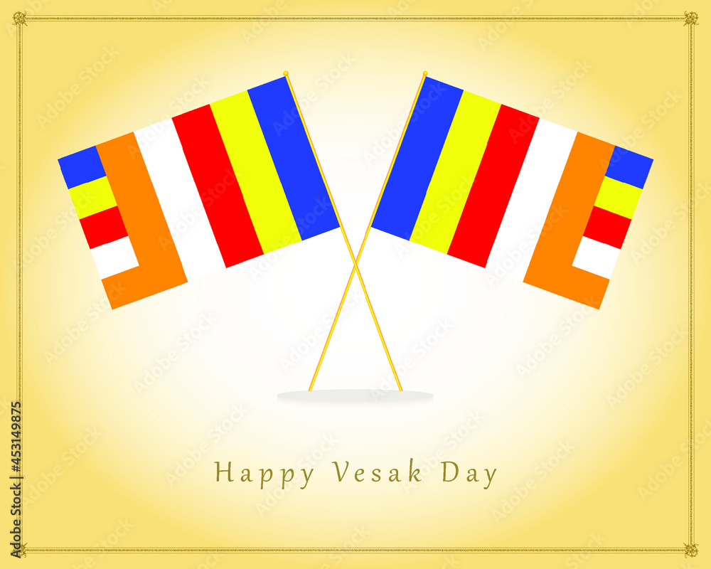 Sri Lanka Buddhist Flag Happy Vesak Day Stock Vector | Adobe Stock