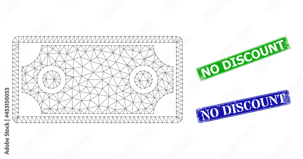 Polygonal banknote template image, and No Discount blue and green ...