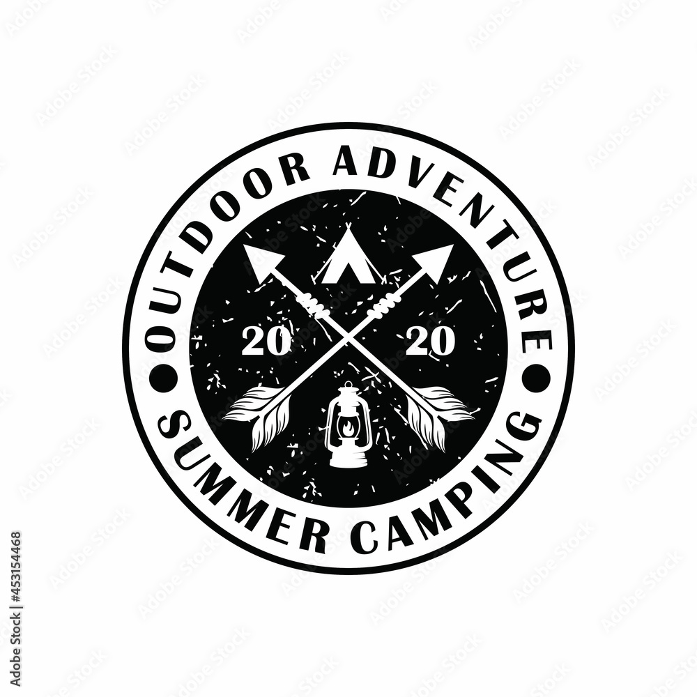 camping logo with arrow logo. vector camping emblem. outdoor activity ...