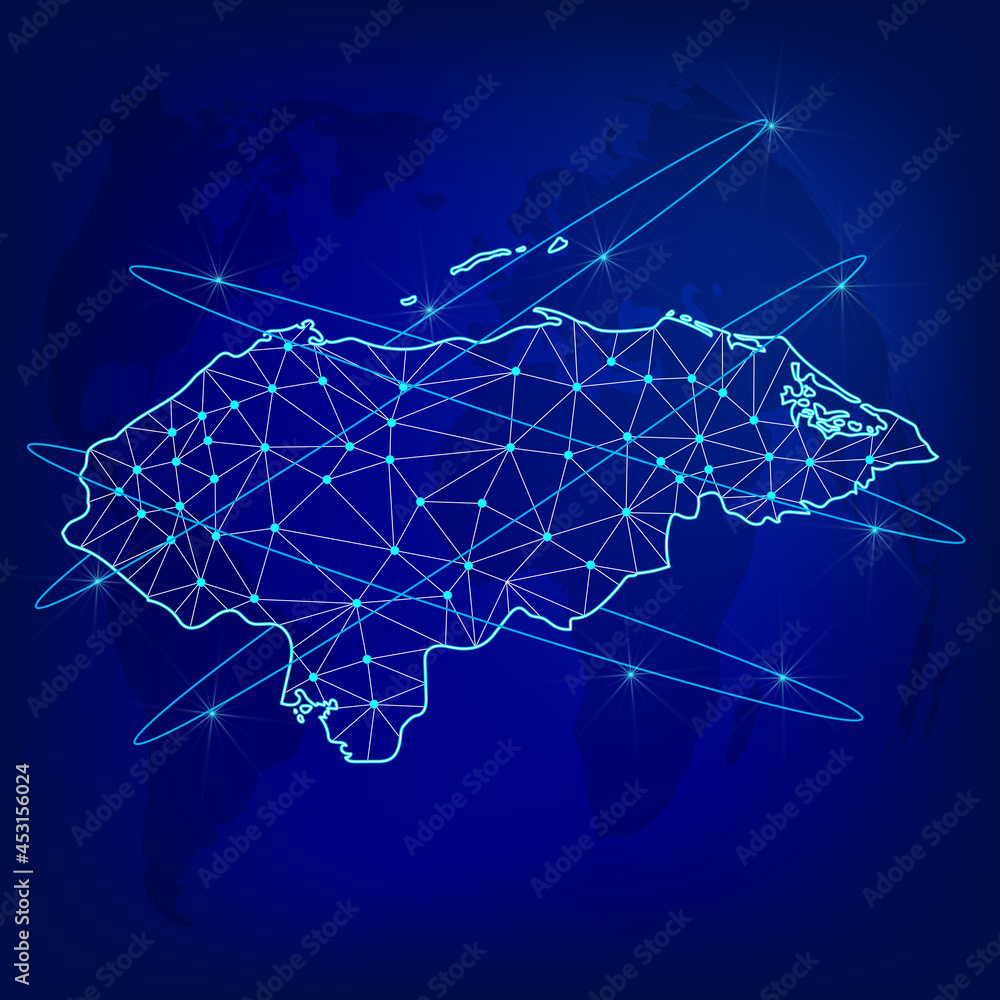 Global logistics network concept. Communications network map Honduras ...