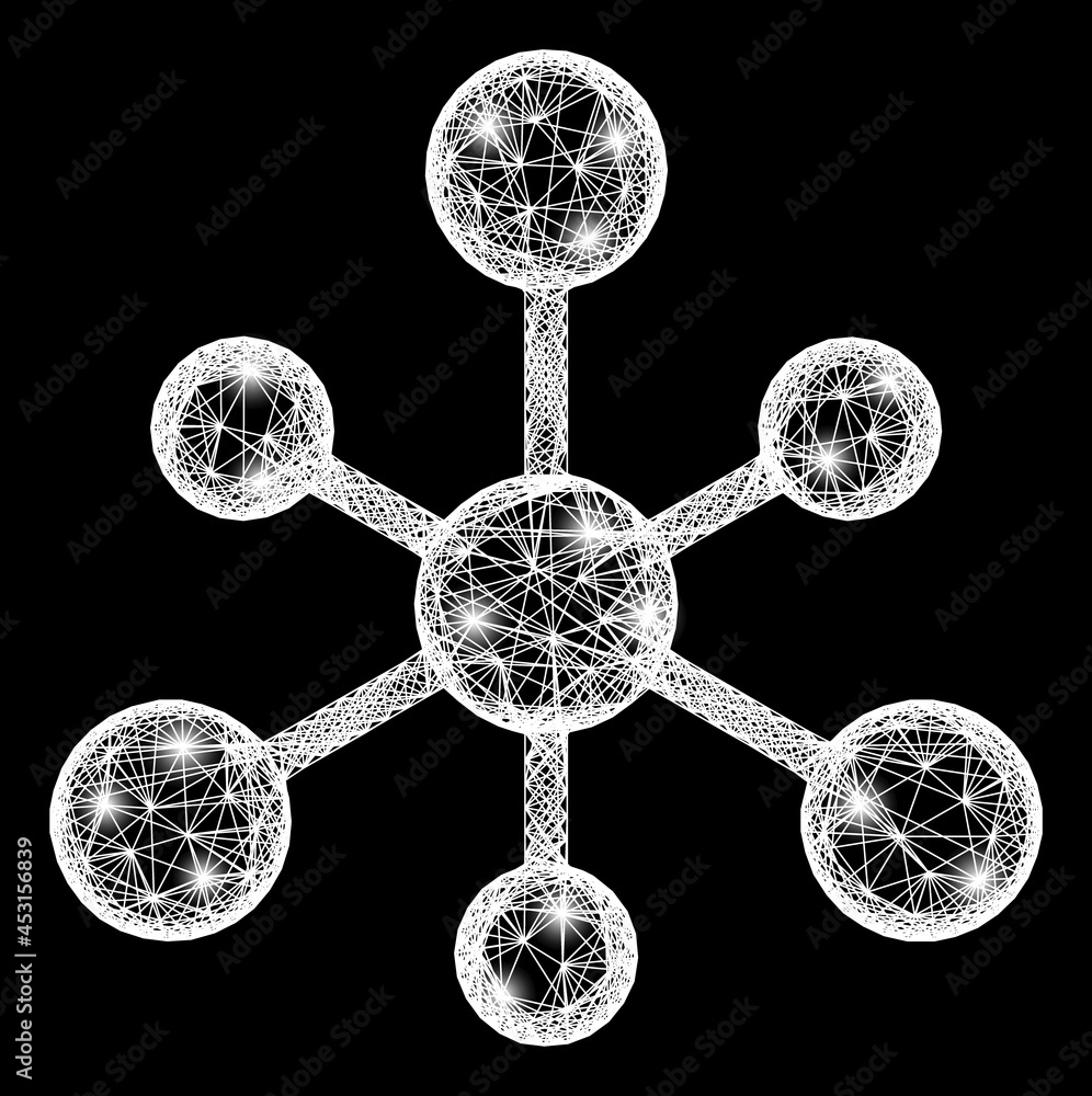 Glare net mesh web connections framework with light dots. Constellation ...