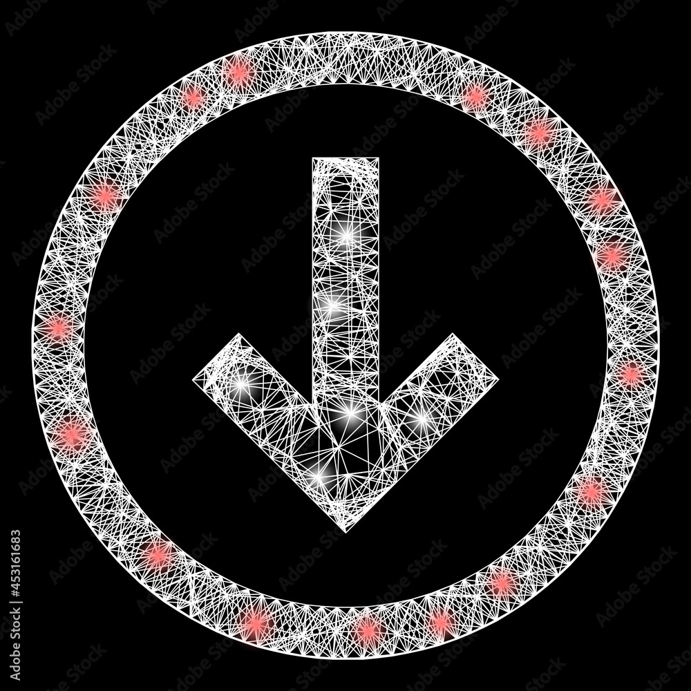 Bright crossing mesh drop down frame with bright dots. Illuminated ...