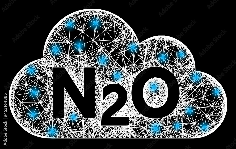 Glowing net mesh nitrous oxide gas carcass with glowing spots ...