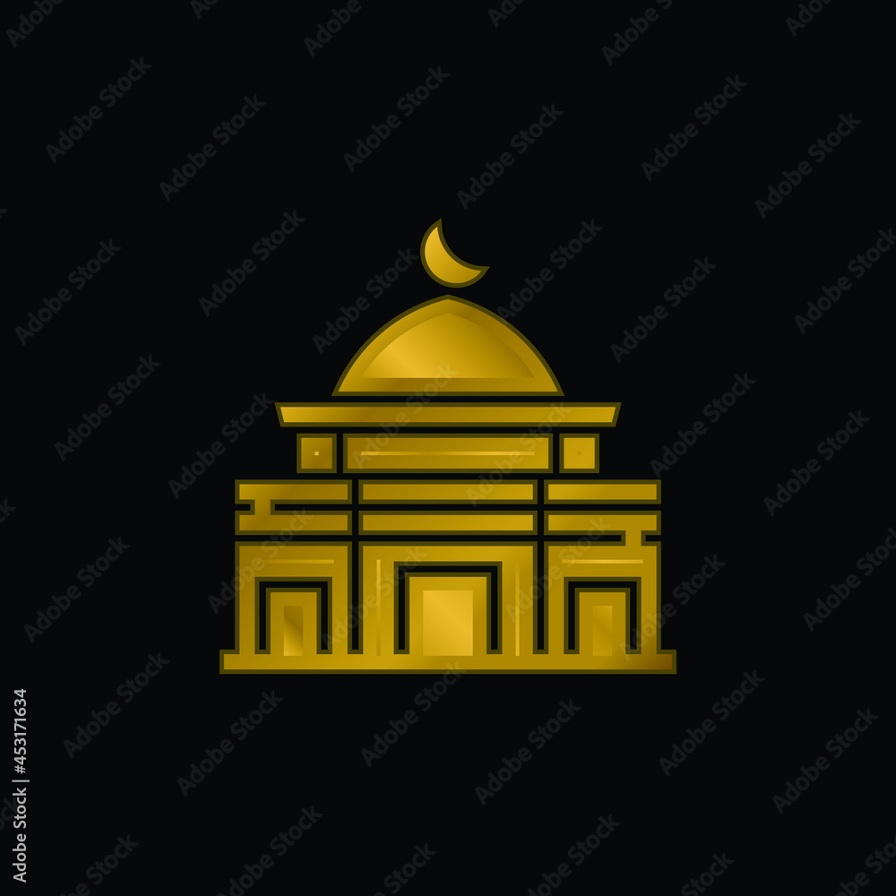 Al Aqsa Mosque gold plated metalic icon or logo vector Stock Vector ...