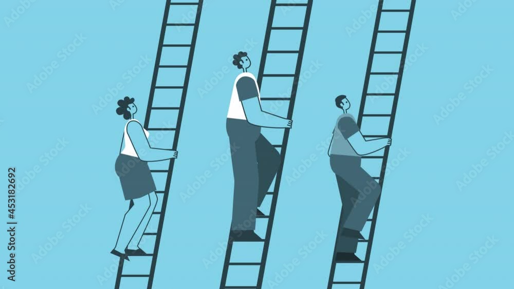 People Climb Up the Ladder Stairs. Success and Career Growth Concepts ...