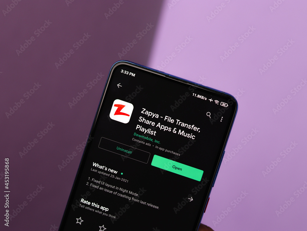 Assam, india - March 10, 2021 : Zapya logo on phone screen stock image ...