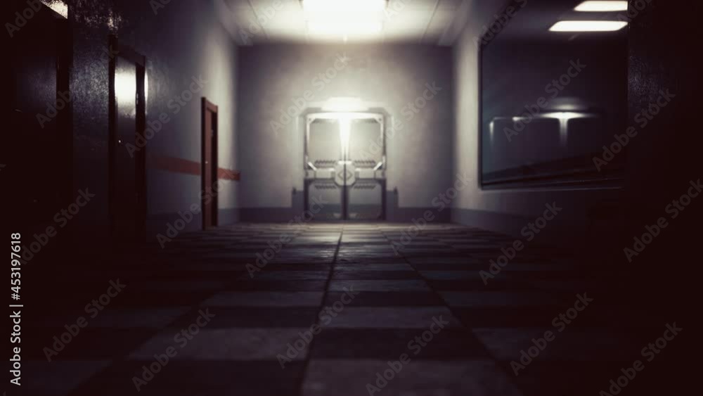 empty dark hospital laboratory corridor Stock Video | Adobe Stock