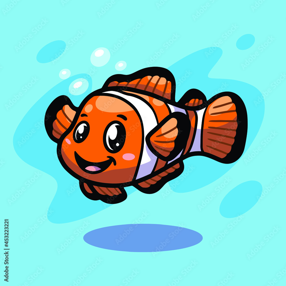 Cute clown fish nemo mascot illustration design Stock Vector | Adobe Stock