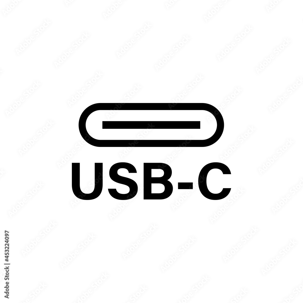 USB Type C or USB 4 connector cable icon vector. Stock ベクター | Adobe Stock