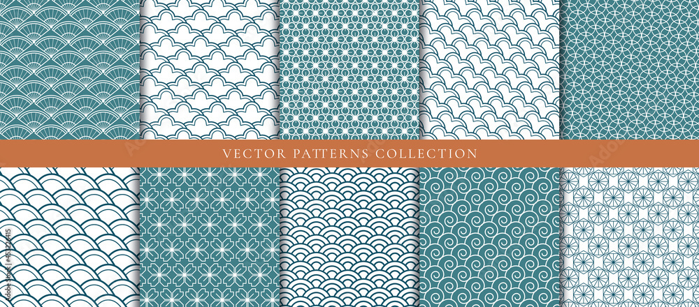 Japanese patterns vector. Geometric shape and ornamental vector ...