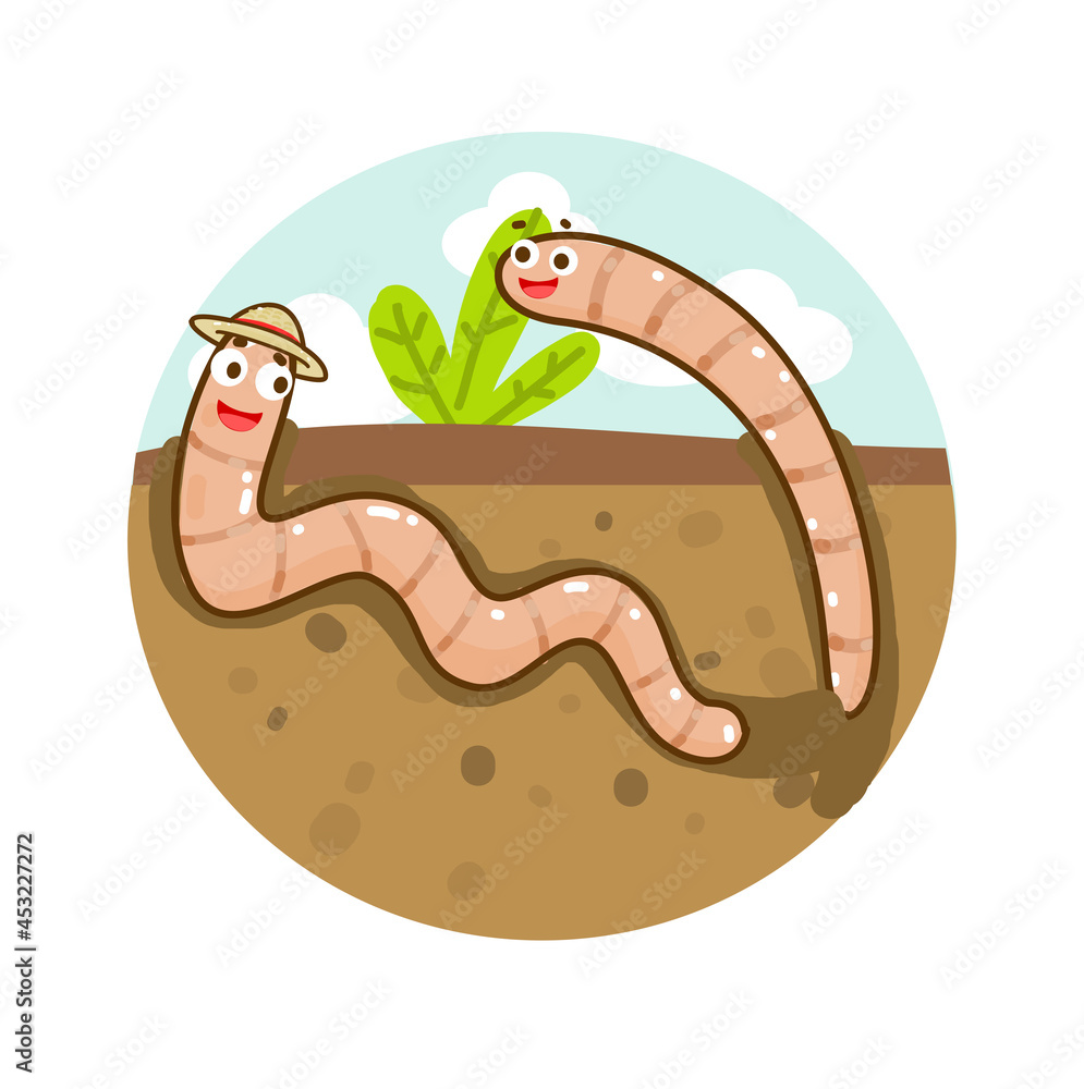 Cartoon Earthworm character . Stock Vector | Adobe Stock