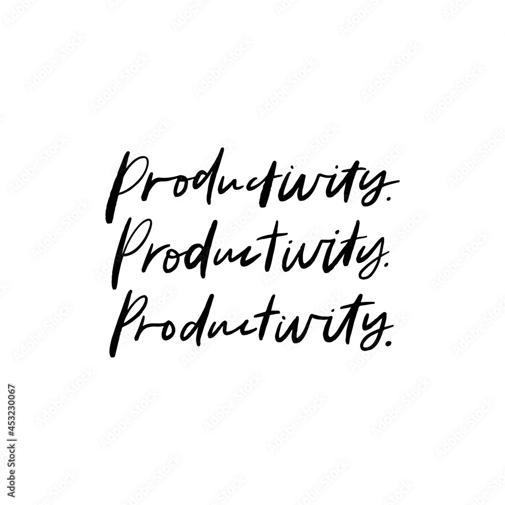 Productivity Hand Lettered Quotes, Vector Rough Textured Hand Lettering ...