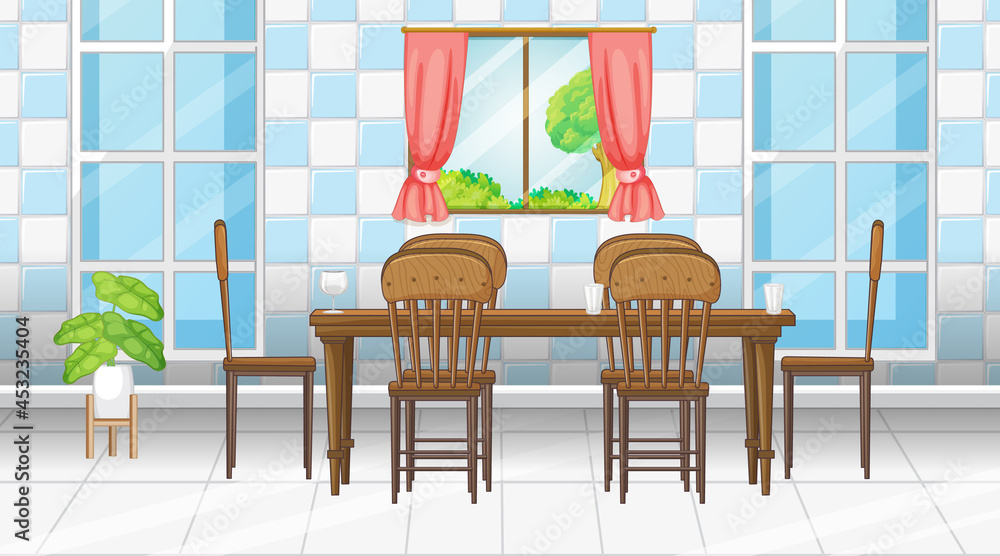 Dining room interior design with furniture Stock Vector | Adobe Stock