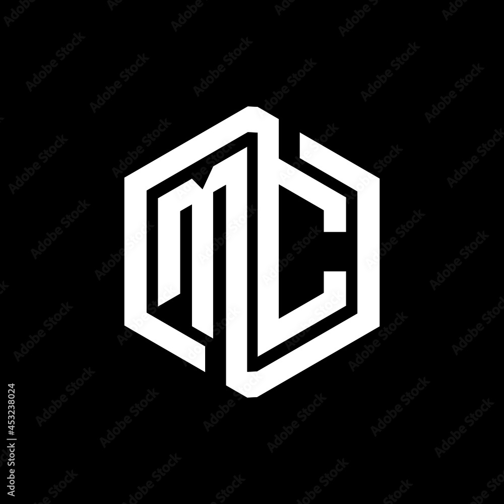 MC letter logo design with black background in illustrator, vector logo ...
