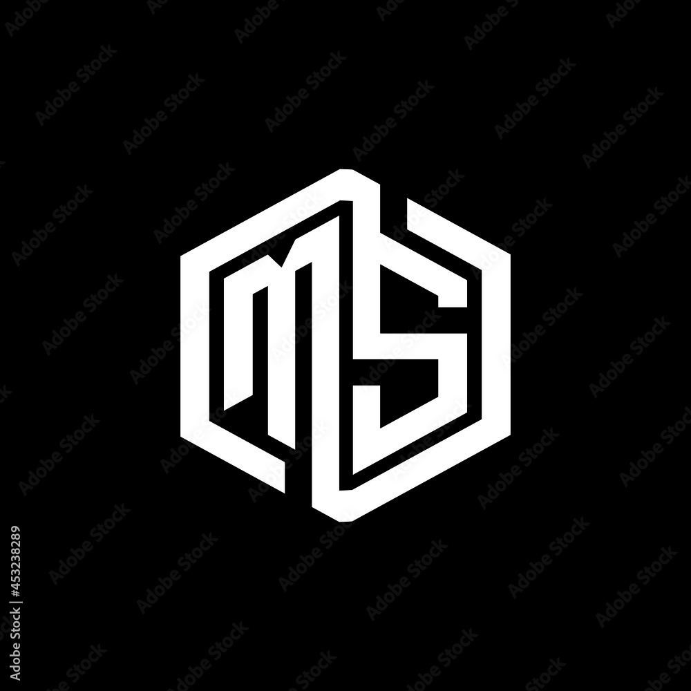 MS letter logo design with black background in illustrator, vector logo ...