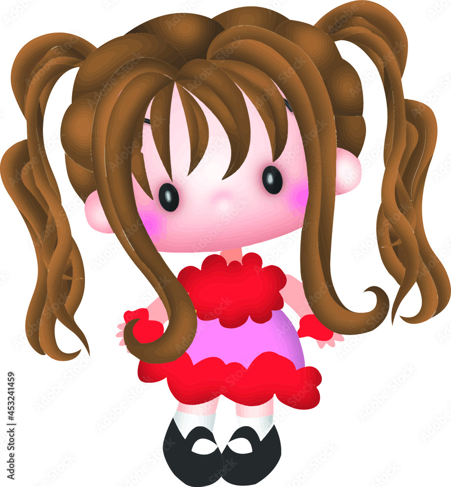 cute girl doll, character drawing manga anime idol kawaii Stock Vector ...