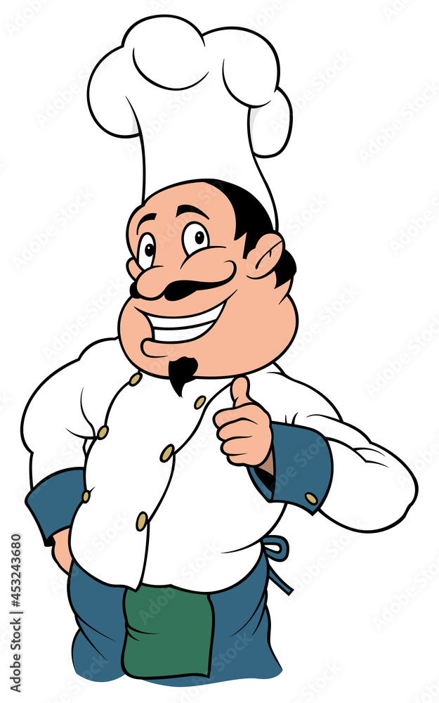 Smiling Chef Cook Character - Colored Cartoon Illustration Isolated on ...