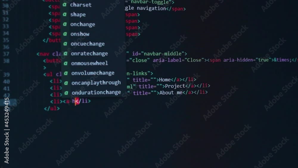 Developer Software Source Code On Monitor Screen Writing Script Of Software Developer Program