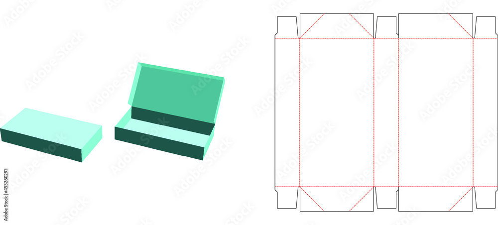 ECMA Folding Carton 6 Corner Glued Tray with Hinged Lid Stock Vector ...