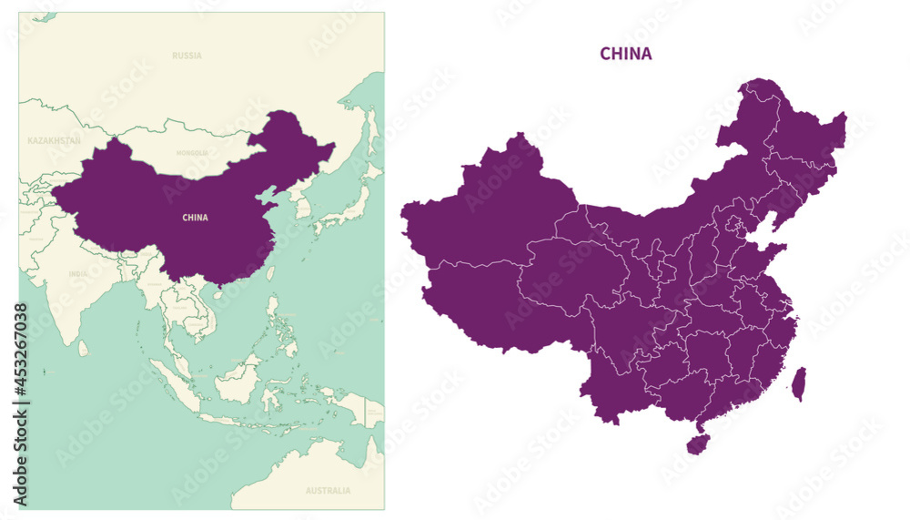 Poster China map. map of China and neighboring countries. – Wall Art ...