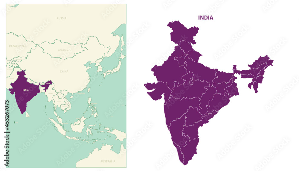 India map. map of India and neighboring countries. Stock Vector | Adobe ...