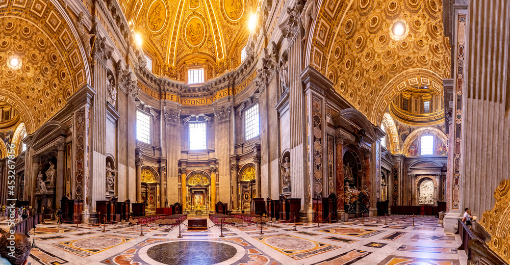Inside the St Peter's basilica in the city of Vatican Stock Photo ...