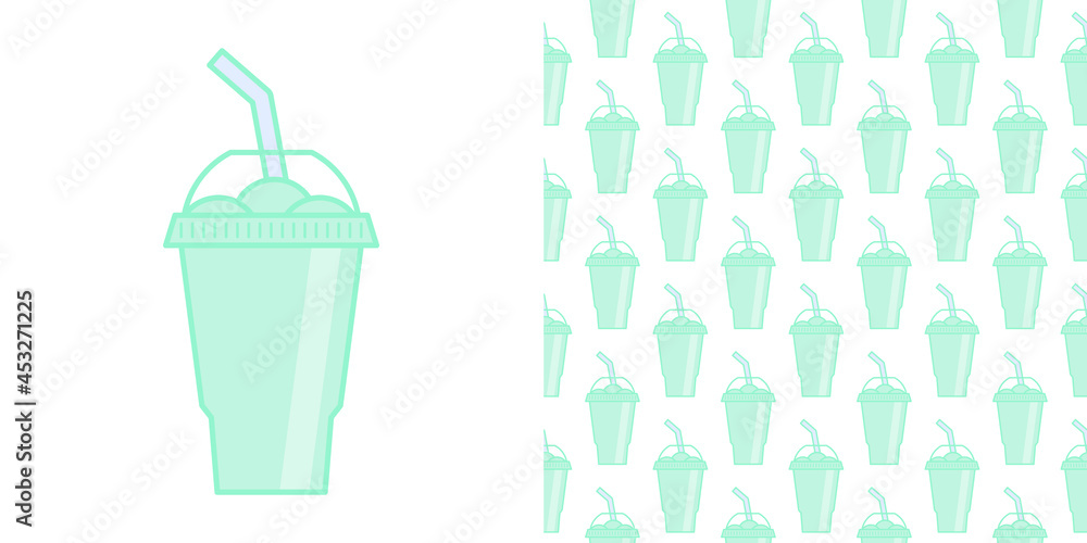 Vector slush drink isolated icon. Cartoon ice cup (Frozen Drink). Emoji ...