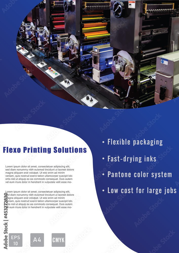 Industrial printing business template design in A4 size. Flexo printing ...